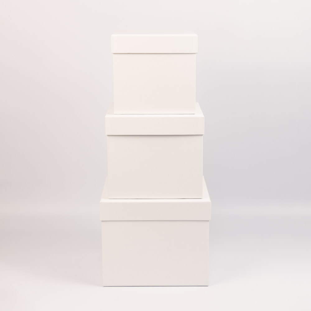 Set 3 Cutii Patrate - Alb W3997 - NaturArt